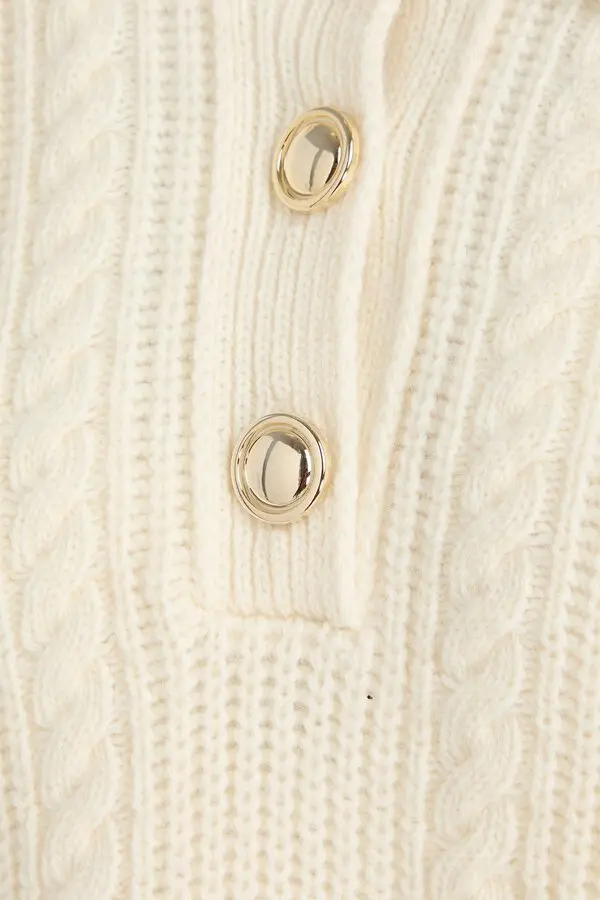 Sandro Striped Cableknit Woolblend Polo Sweater