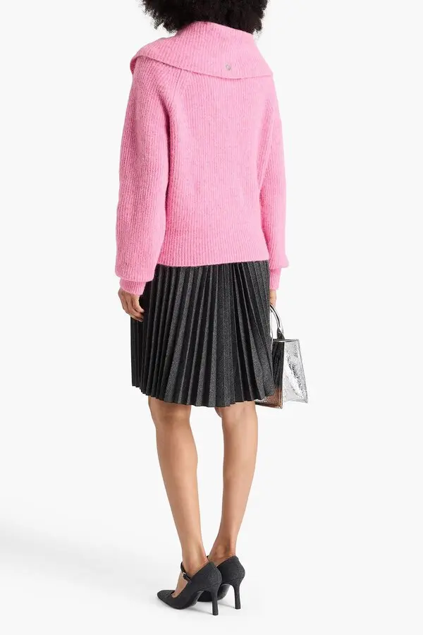 Maje Ribbed Knit Zip-up Cardigan