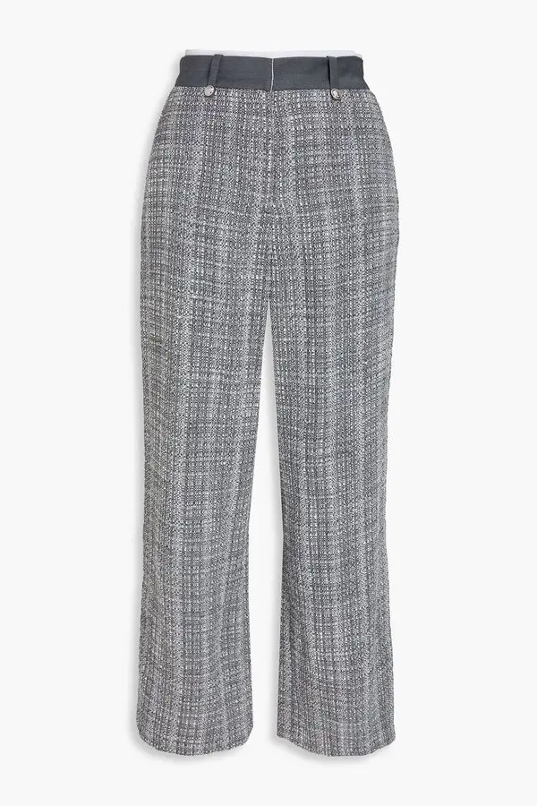 Maje Sequinembellished Tweed Wideleg Pants - Gray