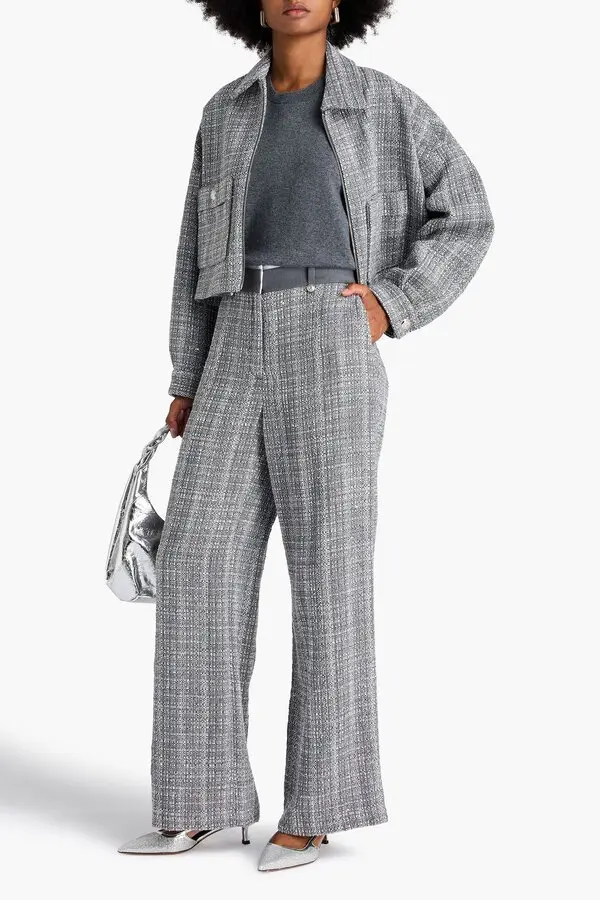 Maje Sequinembellished Tweed Wideleg Pants