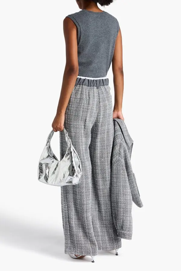 Maje Sequinembellished Tweed Wideleg Pants