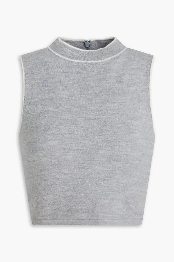 Sandro Cropped Wool Top - Gray