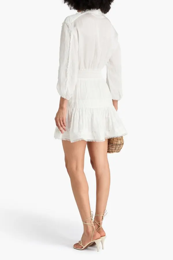 Maje Tiered Fil Coupé And Swissdot Mini Shirt Dress