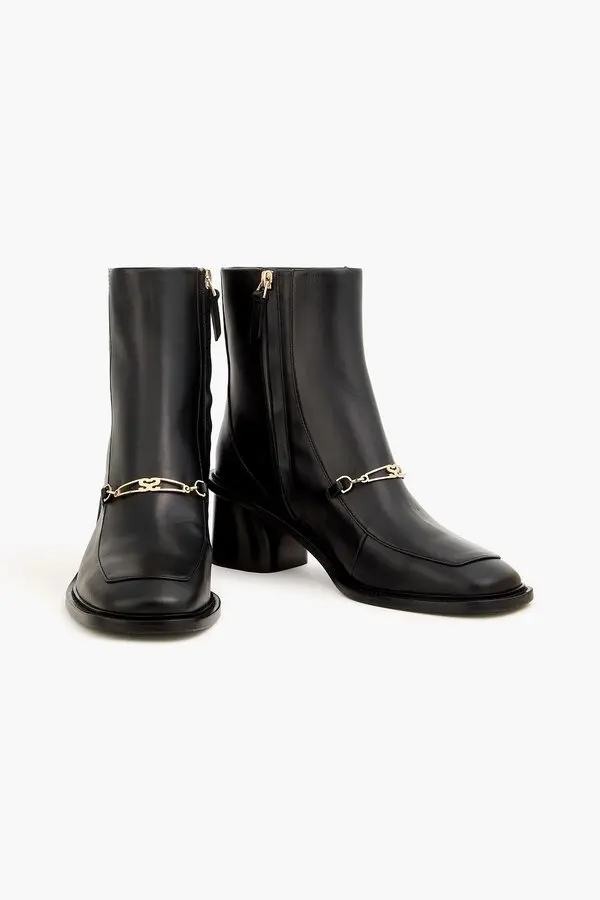 Sandro Embellished Leather Ankle Boots