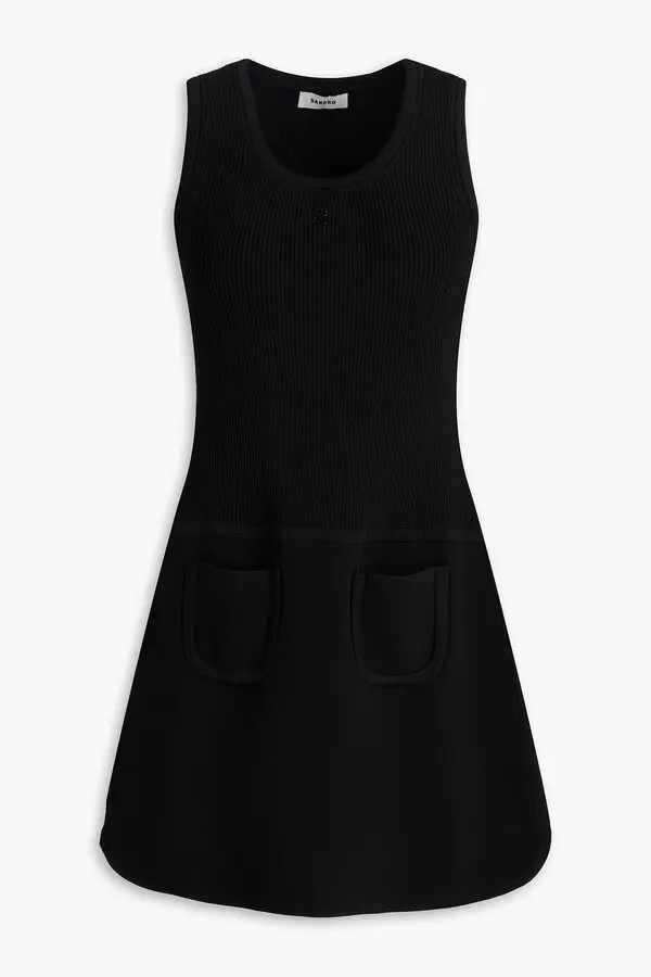 Sandro Ribbedknit Mini Dress - Black