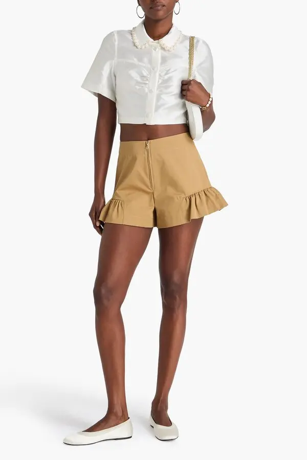 Sandro Ruffled Cottontwill Shorts
