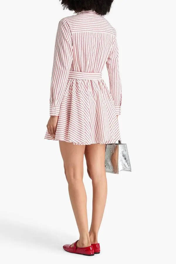 Maje Crystalembellished Striped Jacquard Mini Shirt Dress