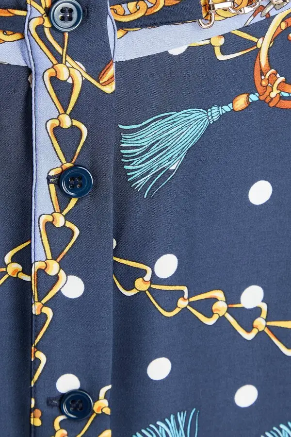 Maje Printed Crepe Midi Skirt