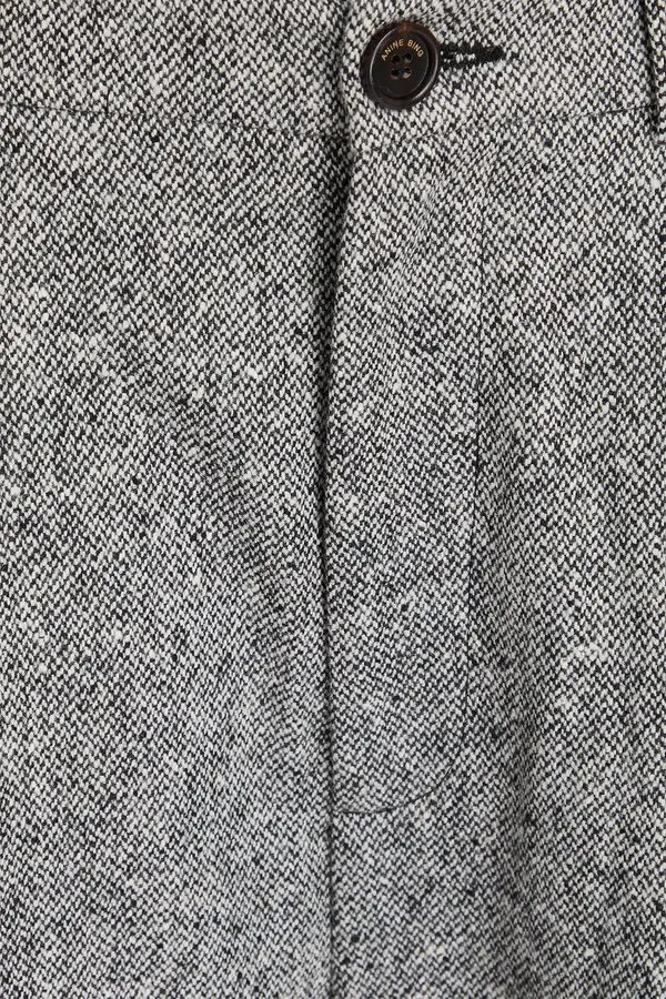 ANINE BING Carrie Pleated Woolblend Tweed Wideleg Pants