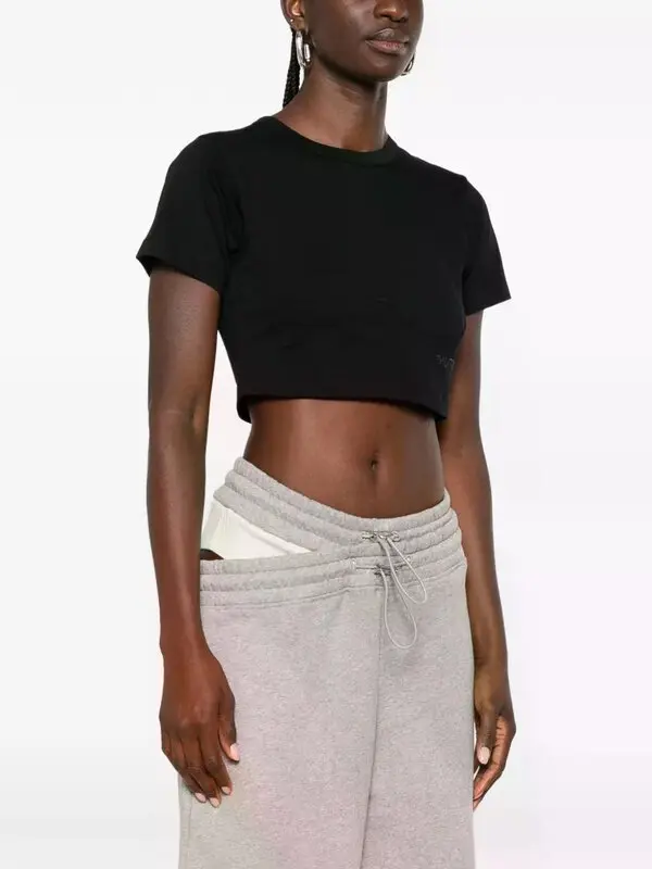 Attico Corset-style Cropped T-shirt - Black