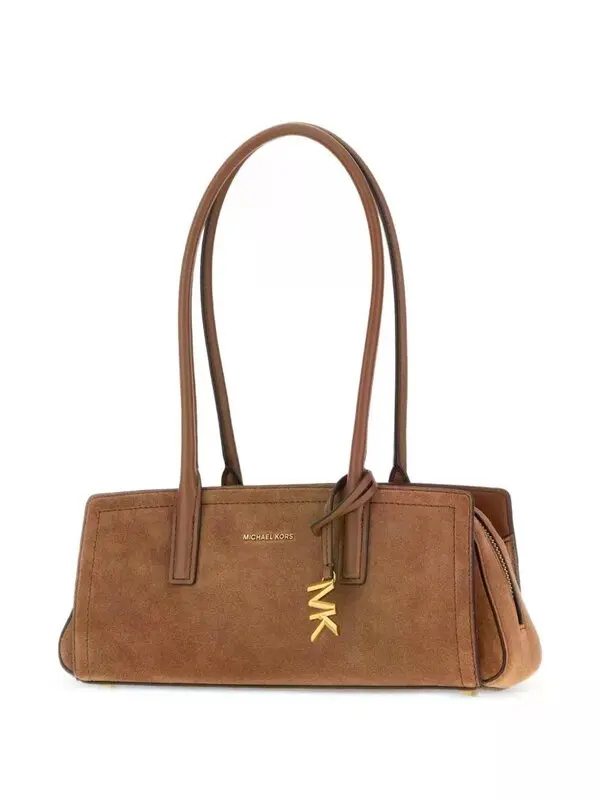 Michael Kors Suede East-west Bag With Logo Pendant