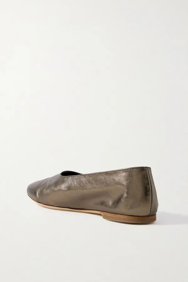 Staud Alba Metallic Leather Ballet Flats