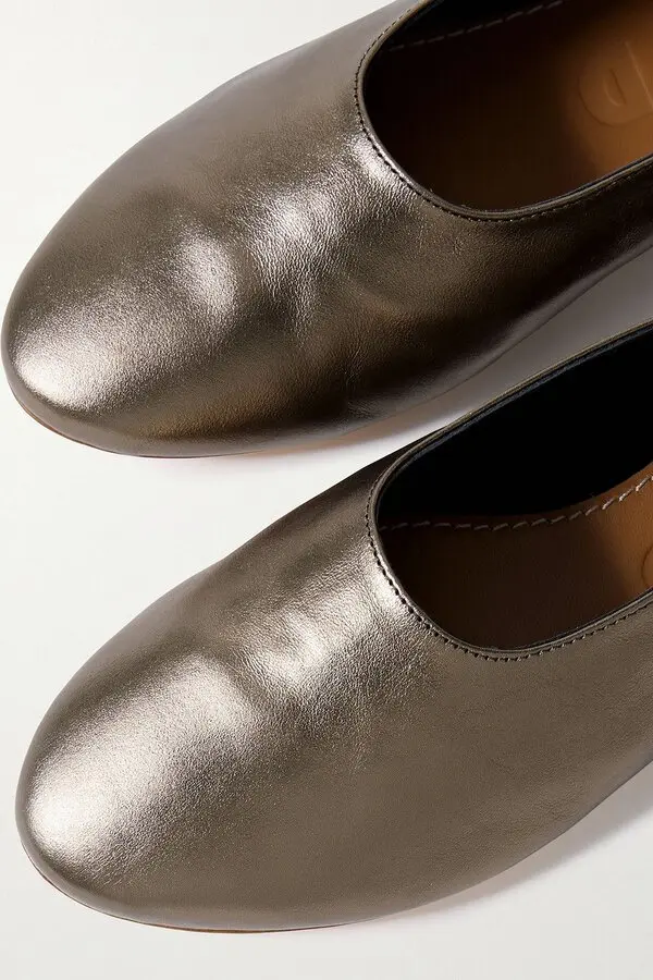 Staud Alba Metallic Leather Ballet Flats