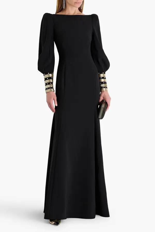 Jenny Packham Francolin Embellished Crepe Gown