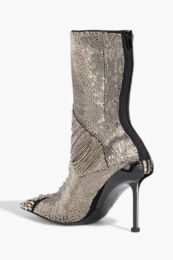 Alexander McQueen Embellished Mesh Ankle Boots