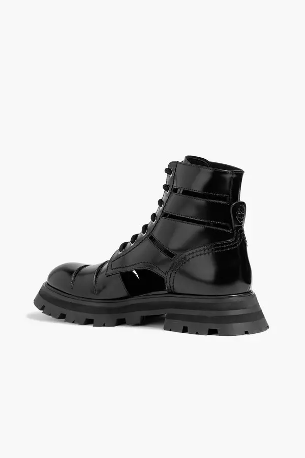 Alexander McQueen Wander Cutout Leather Combat Boots