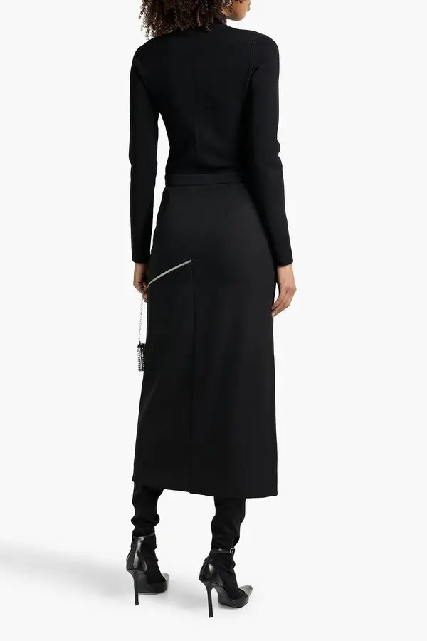 Alexander McQueen Zipdetailed Grain De Poudre Wool Midi Skirt