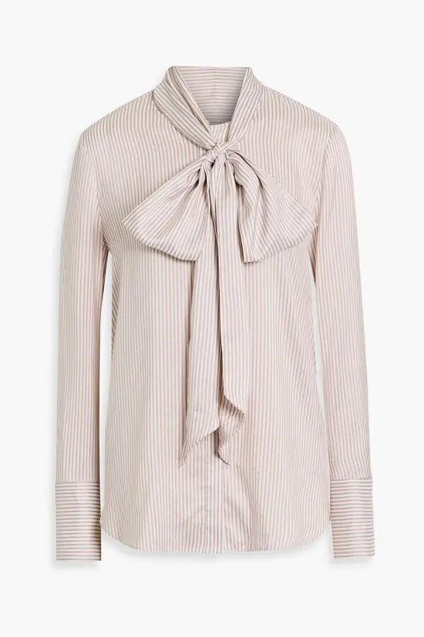 Adam Lippes Lee Tieneck Striped Silk Blouse - Blush