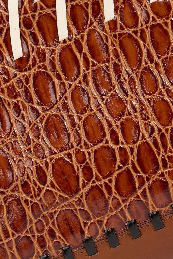 Dries Van Noten Whipstitched Croceffect Leather Clutch