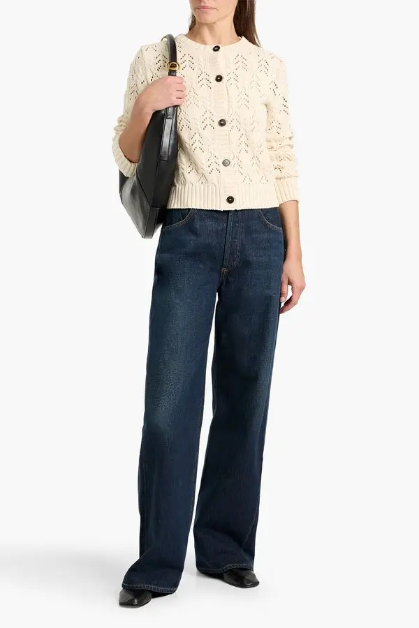 Max Mara Pointelle Knit Cotton-blend Cardigan