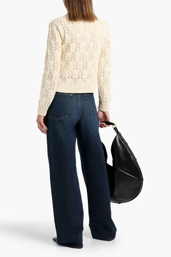 Max Mara Pointelle Knit Cotton-blend Cardigan