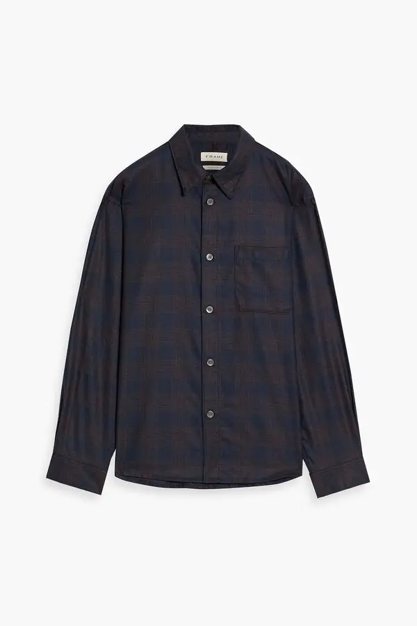 FRAME Checked Woolflannel Shirt - Navy