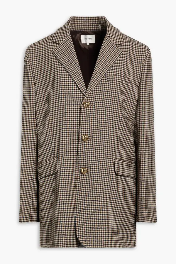 FRAME Houndstooth Tweed Blazer - Beige