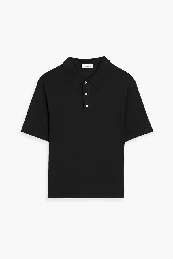 FRAME Silk And Cottonblend Polo Shirt - Black