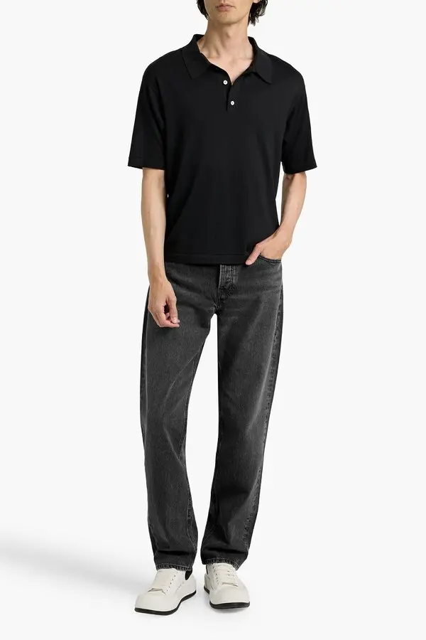 FRAME Silk And Cottonblend Polo Shirt - Black