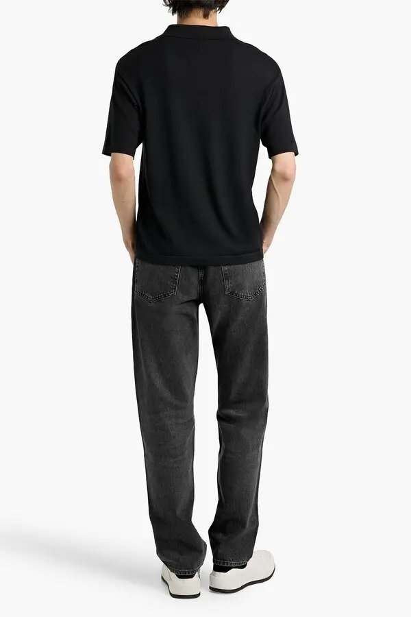 FRAME Silk And Cottonblend Polo Shirt - Black