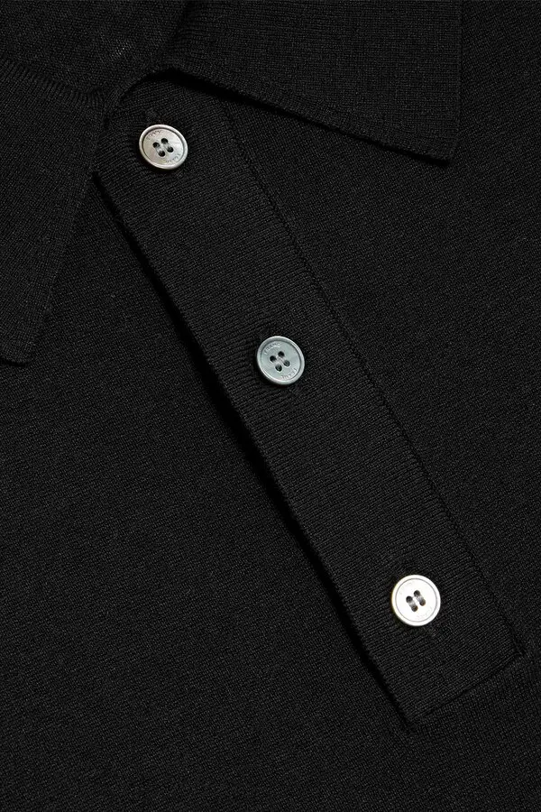 FRAME Silk And Cottonblend Polo Shirt - Black