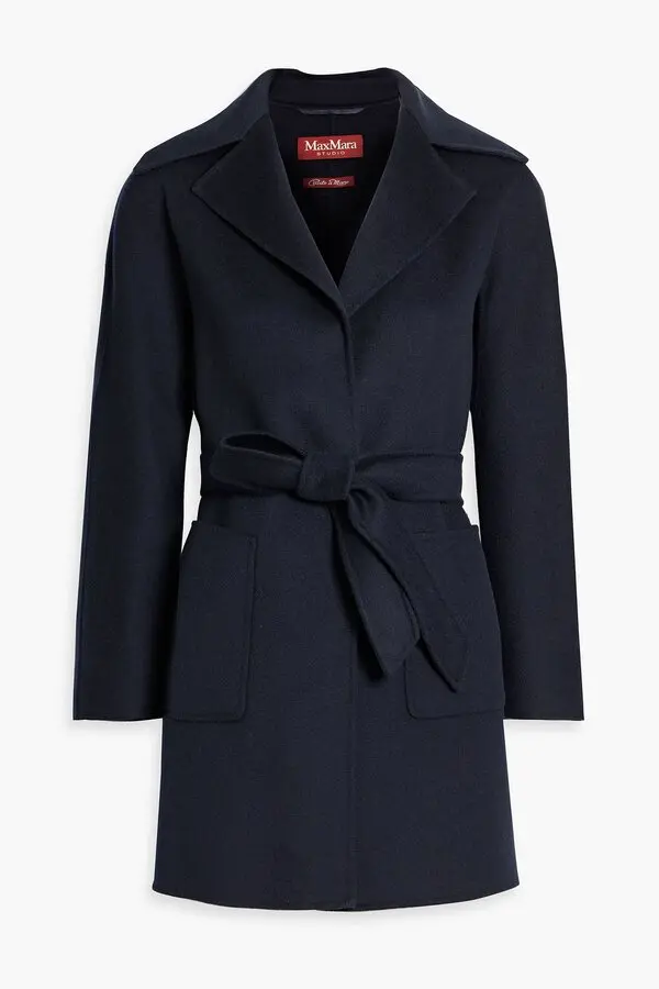 Max Mara Wool, Silk And Cashmere Felt Jacket - Navy