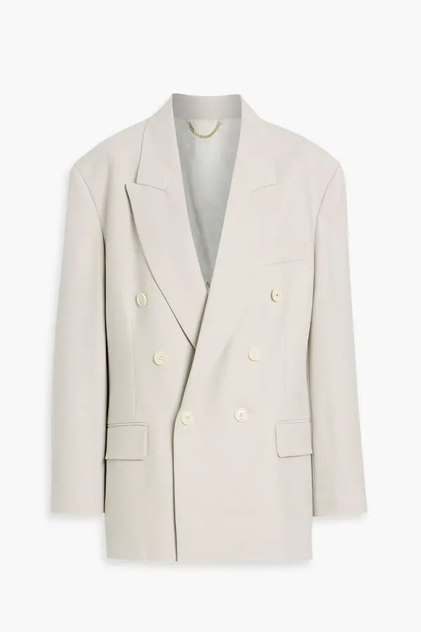 Victoria Beckham Double-breasted Twill Blazer - Stone