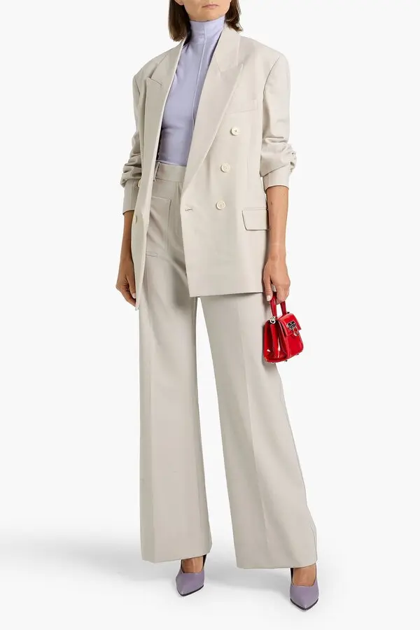 Victoria Beckham Double-breasted Twill Blazer - Stone