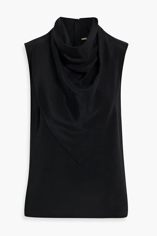 Adam Lippes Draped Silk-crepe Top - Black