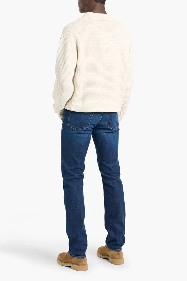 FRAME Textured-knit Wool And Silk-blend Polo Sweater