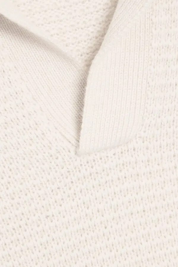 FRAME Textured-knit Wool And Silk-blend Polo Sweater