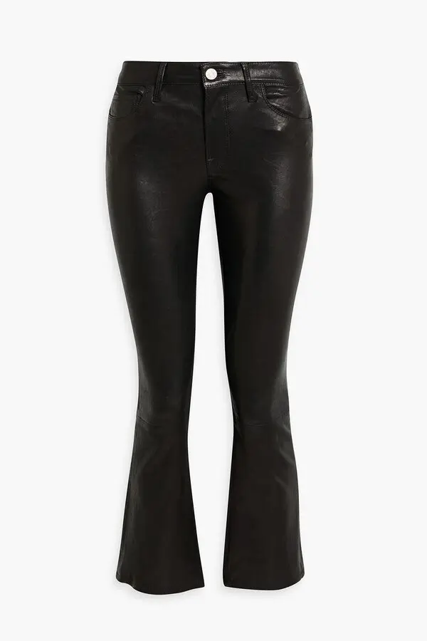 FRAME Le Crop Mini Boot Leather Bootcut Pants - Black