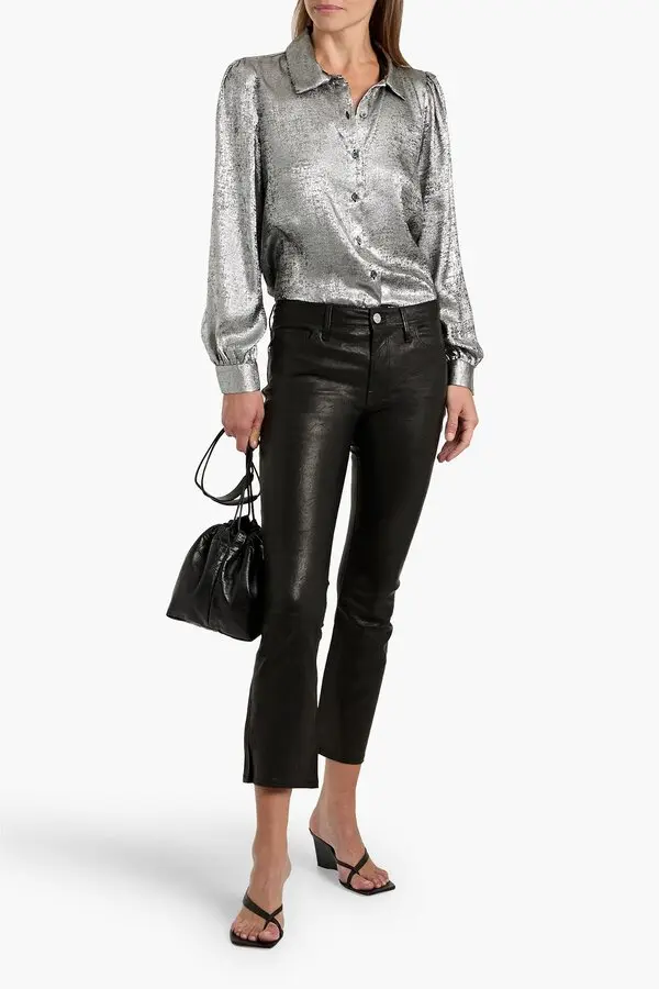 FRAME Le Crop Mini Boot Leather Bootcut Pants