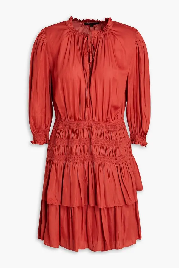 Maje Tiered Mousseline Mini Dress