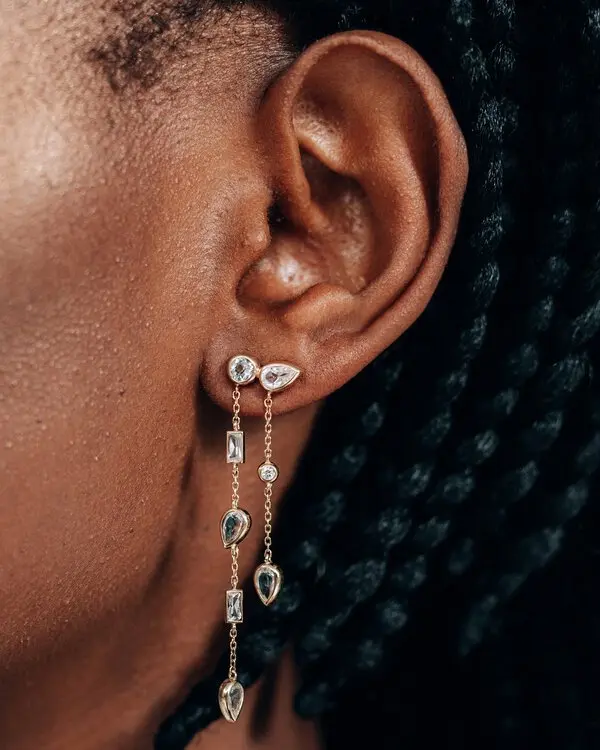 Anzie Topaz Cléo Eliana Double Chain Drop Earrings