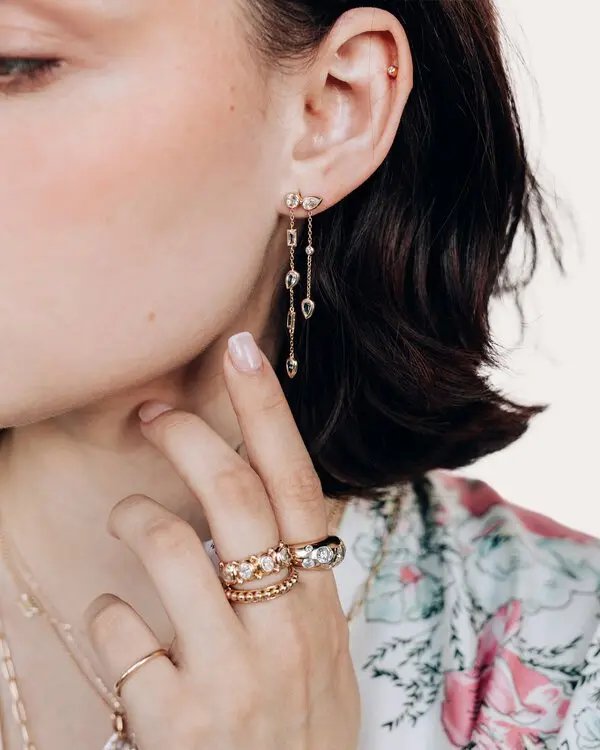 Anzie Topaz Cléo Eliana Double Chain Drop Earrings