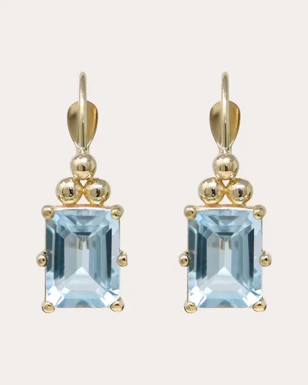 Anzie Blue Topaz Cléo Daniela Drop Earrings 14k Gold - Black