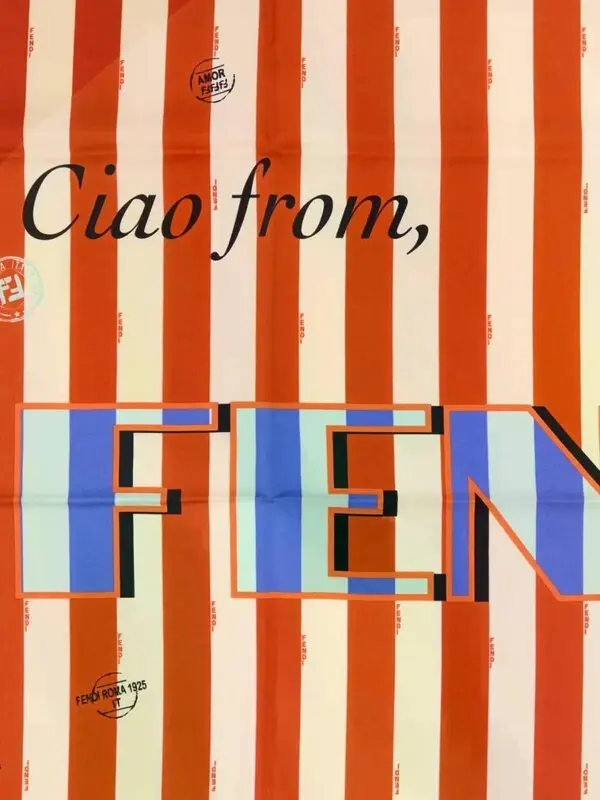 Fendi Pequin-print Silk Scarf