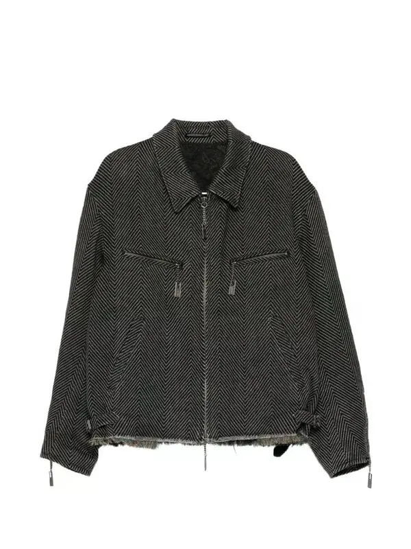 Yohji Yamamoto Chevron Print Zip-up Jacket