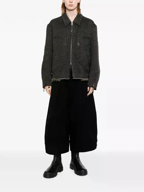 Yohji Yamamoto Chevron Print Zip-up Jacket