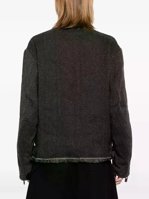 Yohji Yamamoto Chevron Print Zip-up Jacket