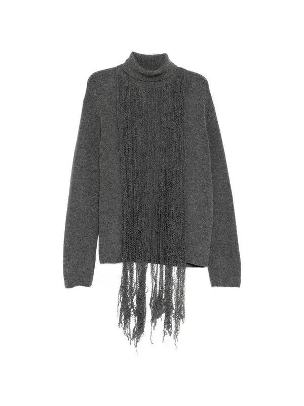 Yohji Yamamoto Roll Neck Sweater With Fringe Detail