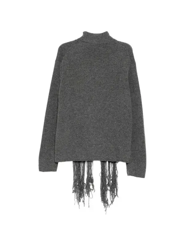 Yohji Yamamoto Roll Neck Sweater With Fringe Detail