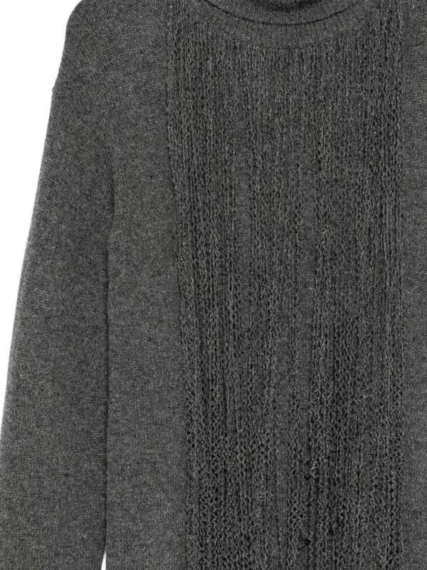 Yohji Yamamoto Roll Neck Sweater With Fringe Detail